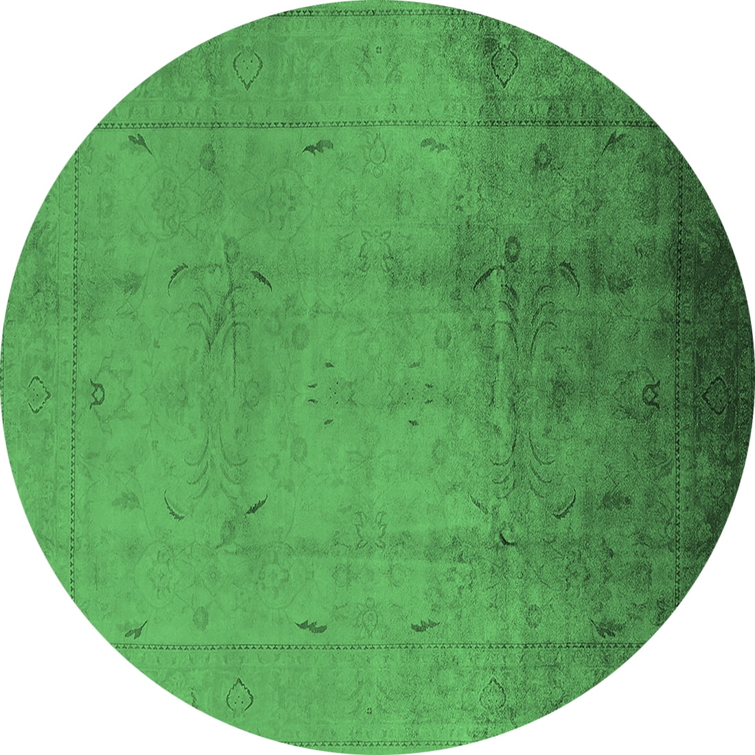 Ahgly Company Indoor Round Oriental Emerald Green Traditional Area Rugs ...