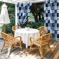 Blue Patchwork Outdoor Curtains for Patio, Blue Checkered Linen Texture ...