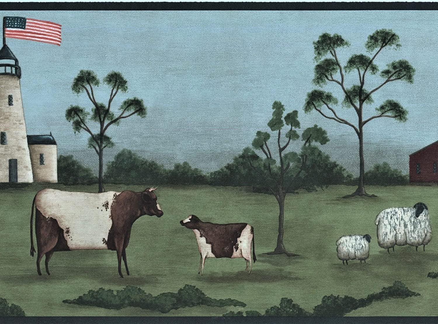 Concord Wallcoverings Retro Farm Themed Wallpaper Border Featuring ...