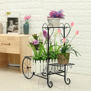 Wrought Iron Pot Plant Stand Flower Shelf Indoor Outdoor Garden Decor ...