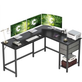 TribeSigns Computer Desk with 4-Tier Storage Shelves, 60 inch Modern ...