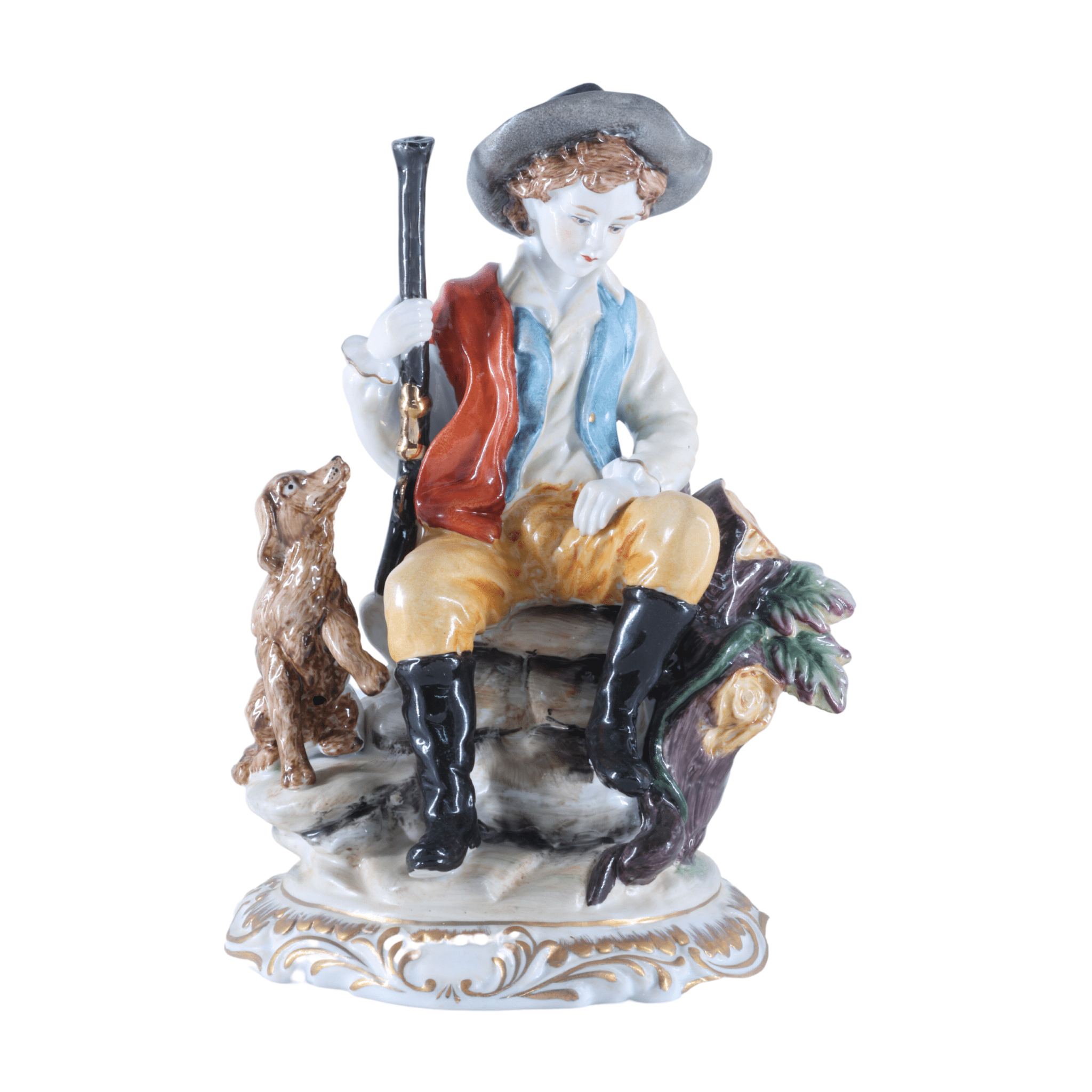 Boy Hunting Rococo Style Hand-painted Porcelain Figurine - Walmart.com