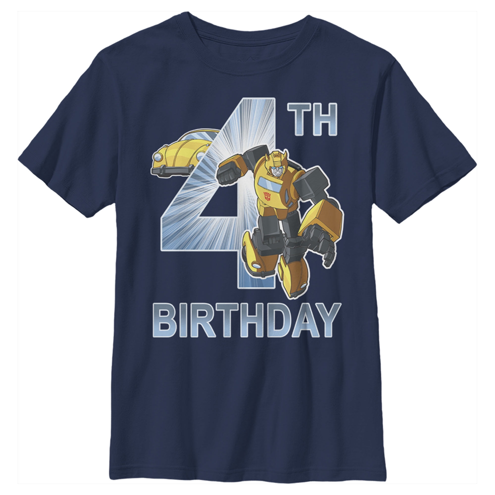 Boy's Transformers Bumblebee 4th Birthday Graphic Tee Navy Blue Medium ...