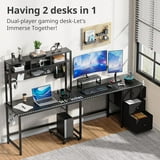 UPGO Gaming Desk Computer Desk with Pegboard & Shelves Large L Shaped ...