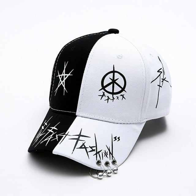 Men Women Graffiti Printing Baseball Cap with Metal Ring Hip-Hop Hat ...