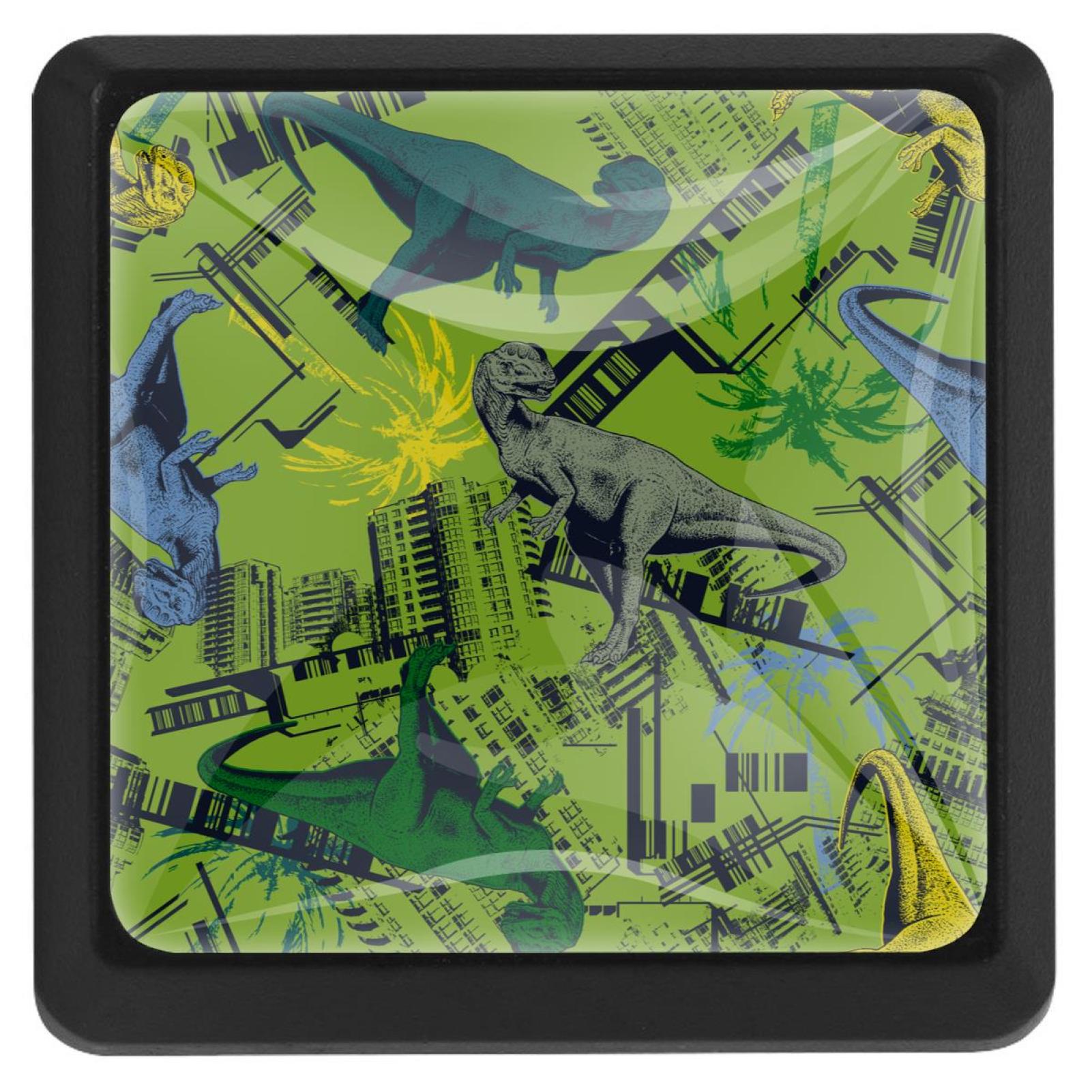 3 Pack Dinosaur Square Cabinet Door Knobs Decor for Cupboard Dressing ...