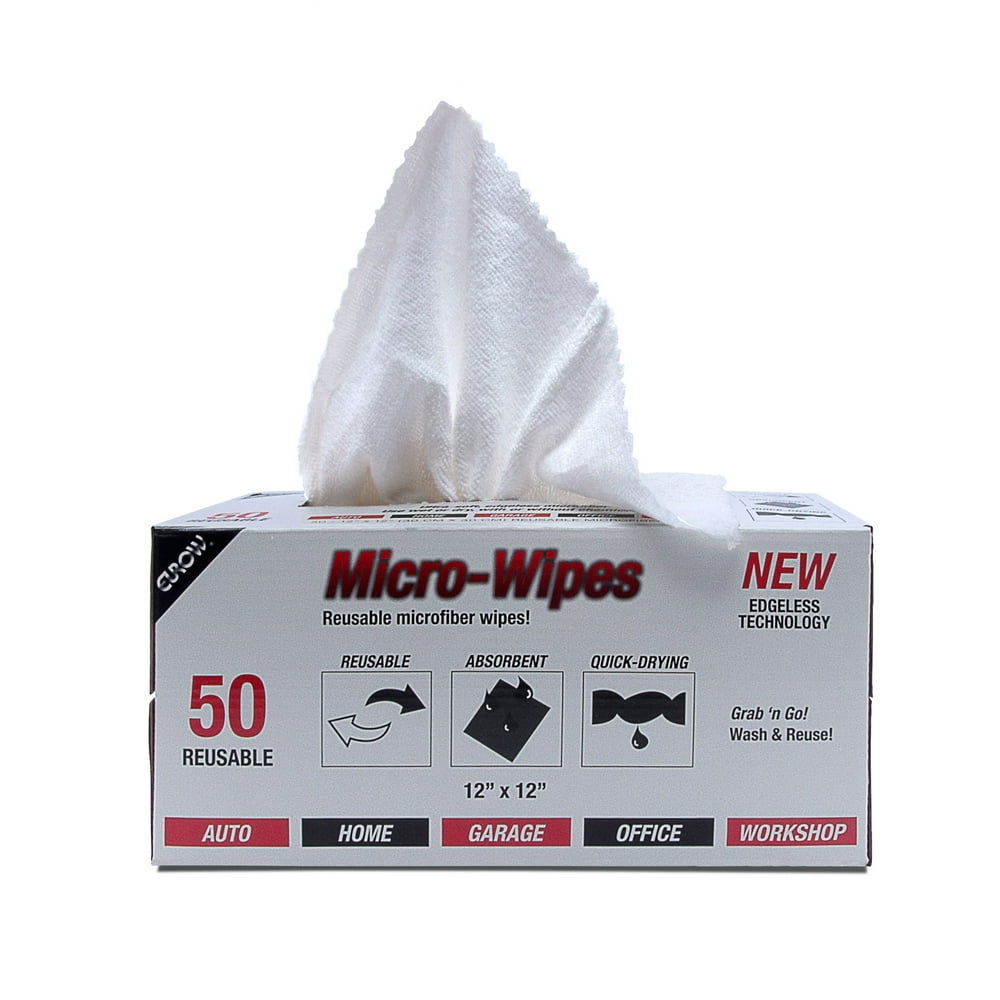 Eurow Microfiber Wipe and Clean Cloths 12" x 12" with Dispenser Box 50 ...