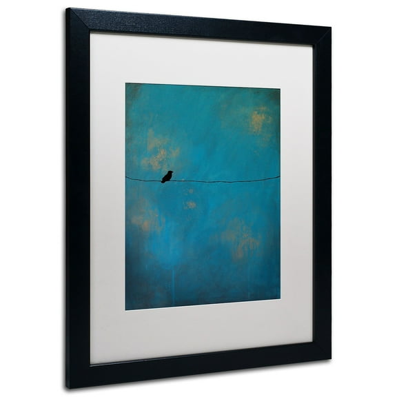 Trademark Nicole Dietz "Lone Bird Blue" Art White Matte W/Black Frame ...