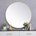 Allora 45" Round Mid Century Metal Frame Clear Beveled Mirror in Brass ...