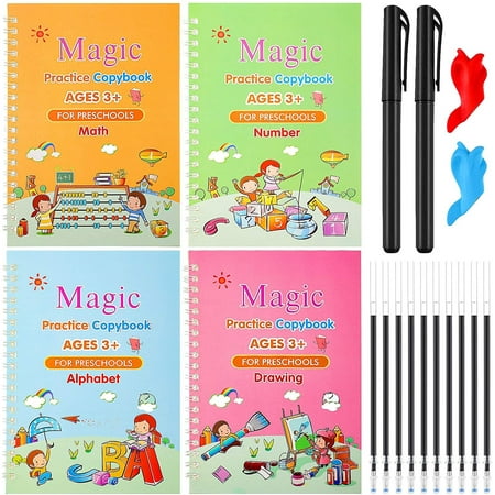 24 Pieces English Magic Practice Copybook Set, 4 Reusable Calligraphy ...
