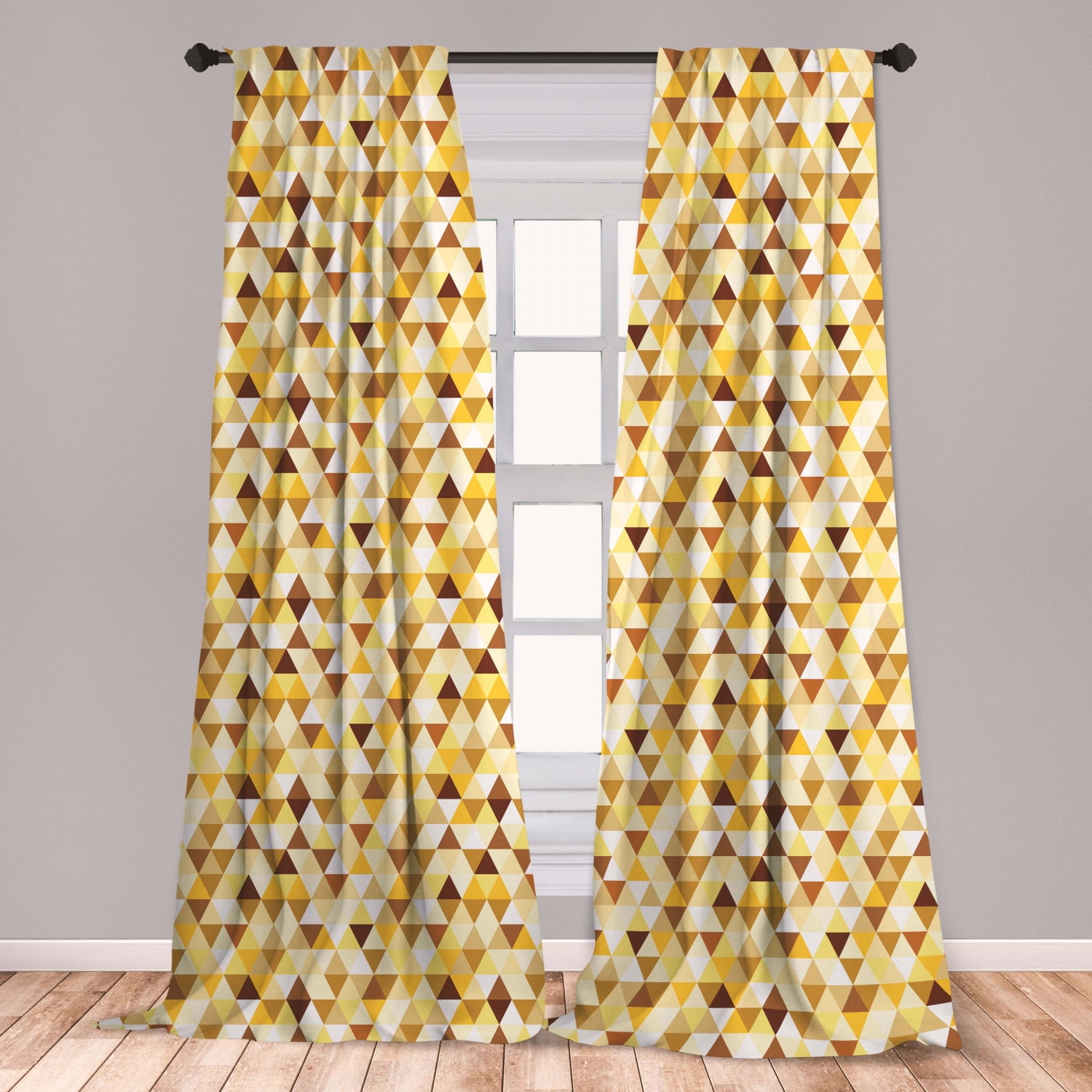 Abstract Curtains 2 Panels Set Triangle Pattern With Rhombus Shape