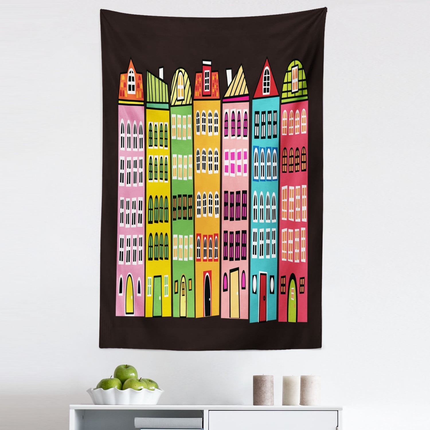 Colorful Tapestry, Illustration of the Cityscape Apartment Buildings ...