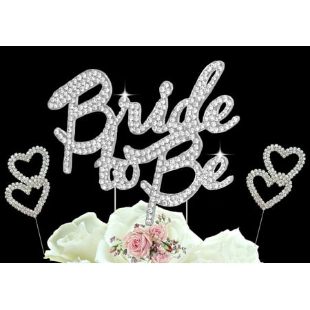 Bride to Be Cake Topper Crystal Bridal Shower Cake Toppers with Hearts ...