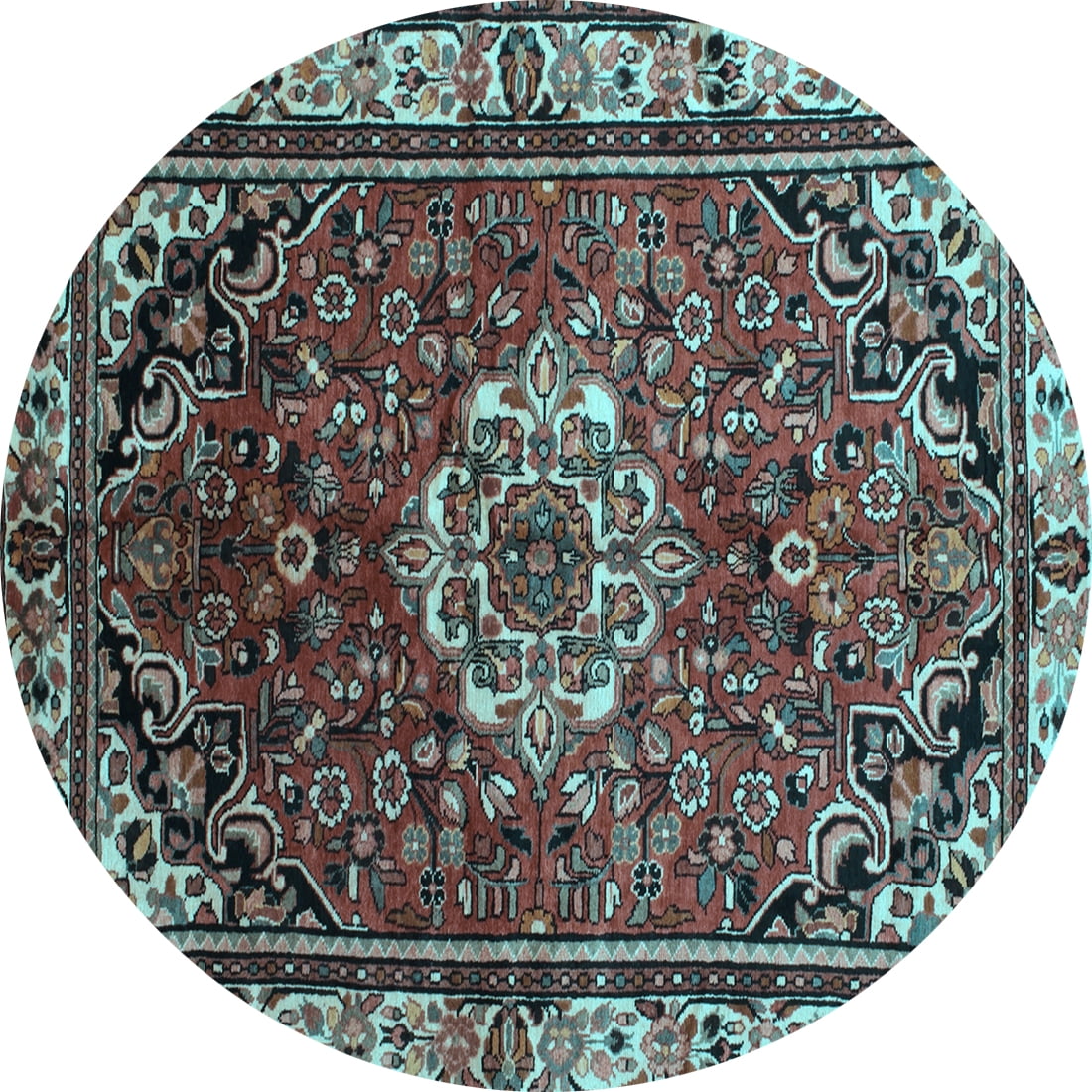 Ahgly Company Indoor Round Persian Light Blue Traditional Area Rugs, 8 ...
