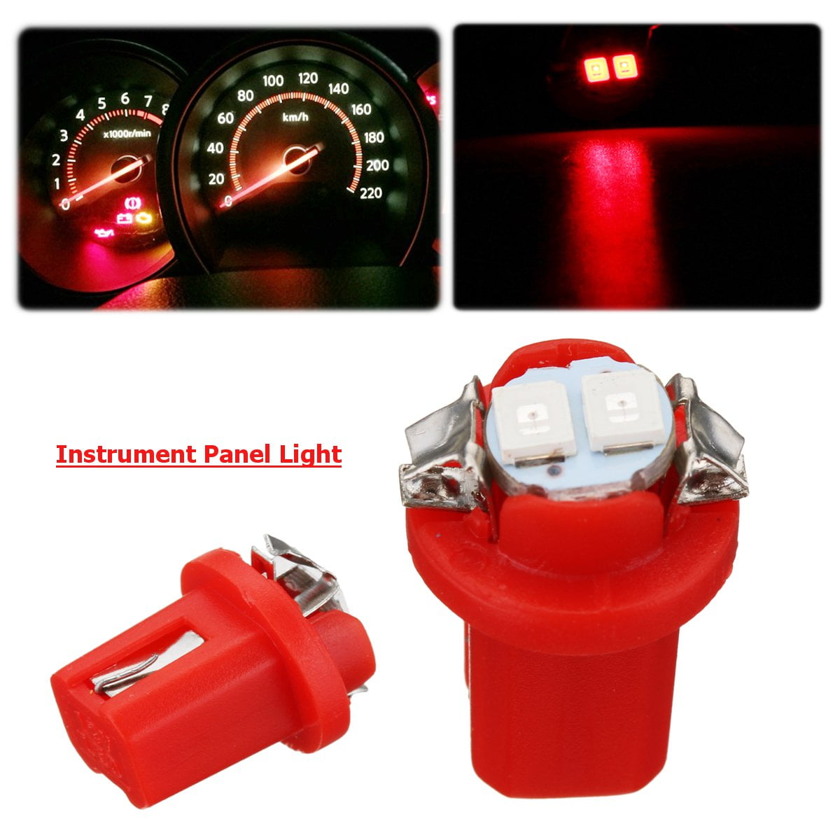 10/20pcs T5 B8.5D 5050 2LED Car LED Dashboard Dash Gauge Instrument ...