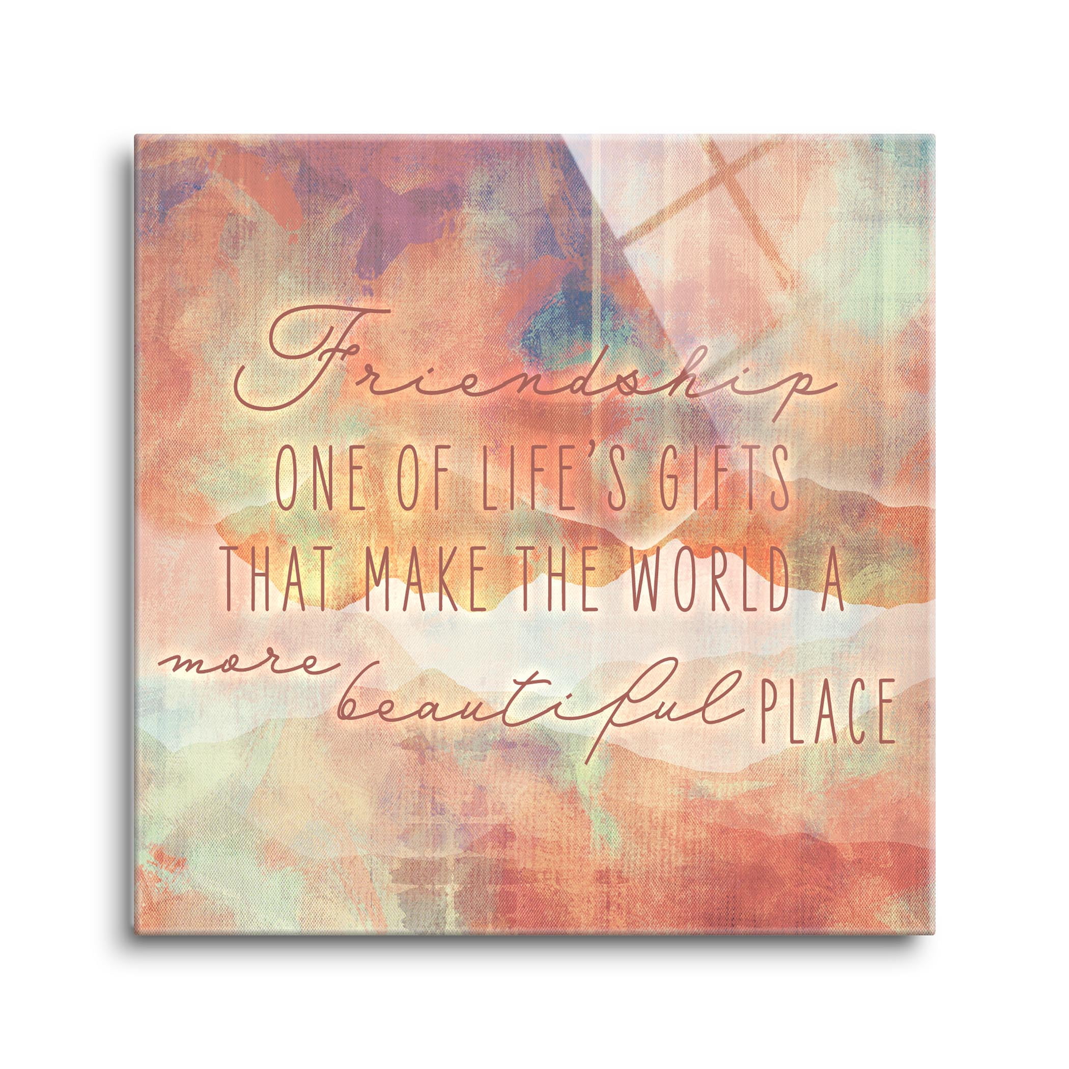 Friendship Beautiful Red Orange Splash 24 x 24 Glass Wall Hanging Sign ...