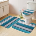 Blue Grey Stripe Bathroom Rugs Set Vintage Coastal Style Wood Texture ...