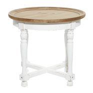 Home Square End Table in Cherry Base and White Silverstone - Set of 2 ...