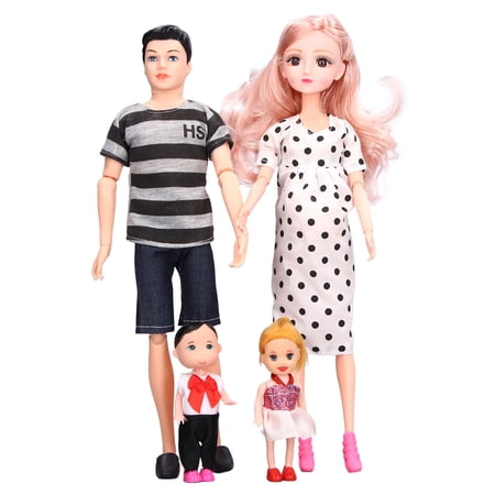 Fyydes Family Doll Set Lovely Vivid Dad Pregnant Mom Son Daughter Baby ...