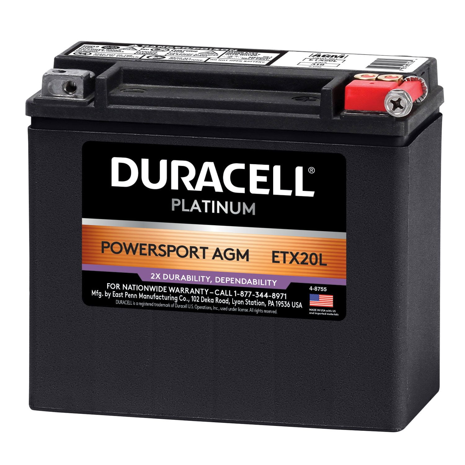 Duracell AGM Powersport Battery, Group Size ETX20L 310 - Customer ...