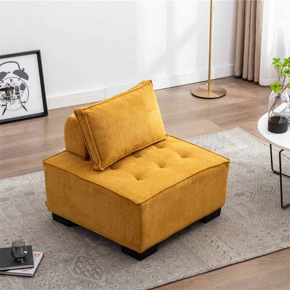 Armless Accent Chair, Modern Living Room Ottoman Lazy Chair with ...