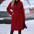 Aellinatey Women's long wool coat with lapel, double-breasted design ...