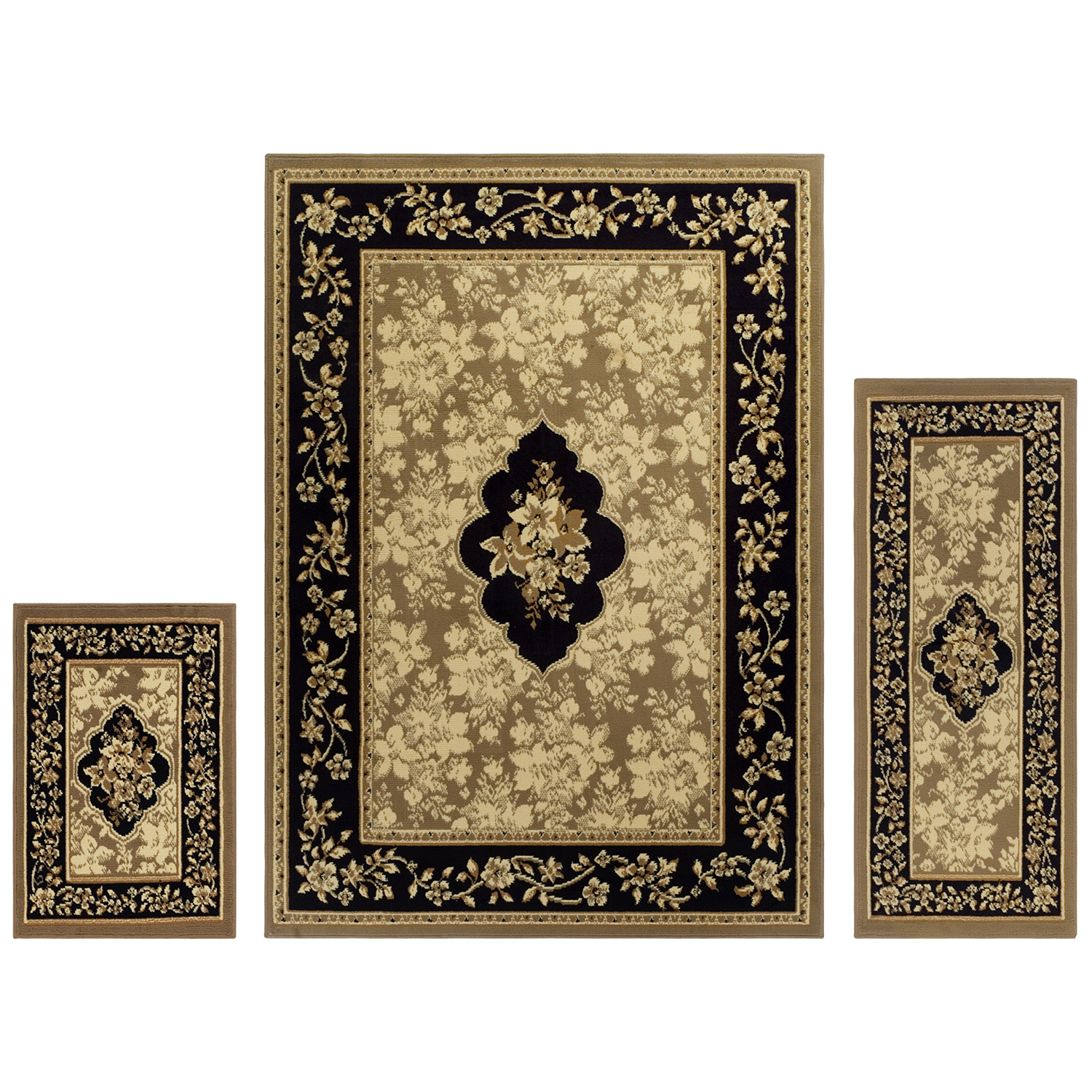 Elton Oriental Scroll 3-Piece Indoor Area Rug Set by Blue Nile Mills ...