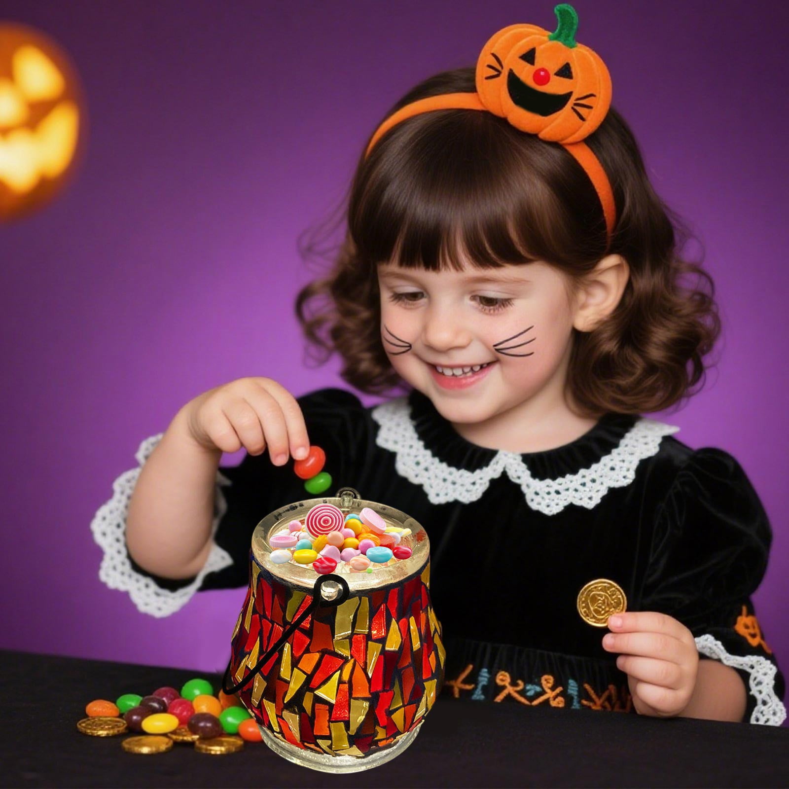Tarro de dulces iluminado de Halloween con luces, incluye paquete de ...