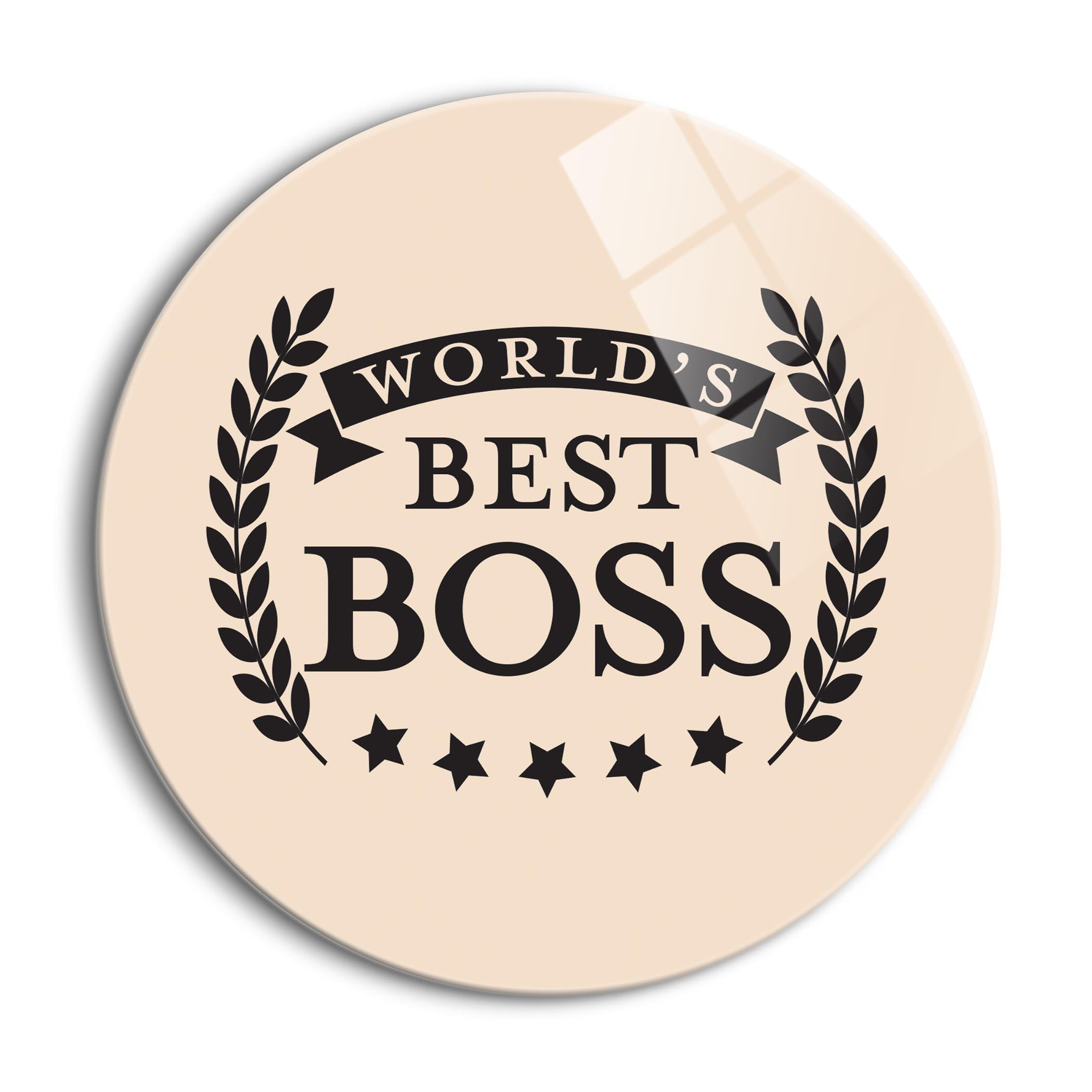 World's Best Boss Rosey Sand Stars 24 inch Glass Round Wall Hanging ...