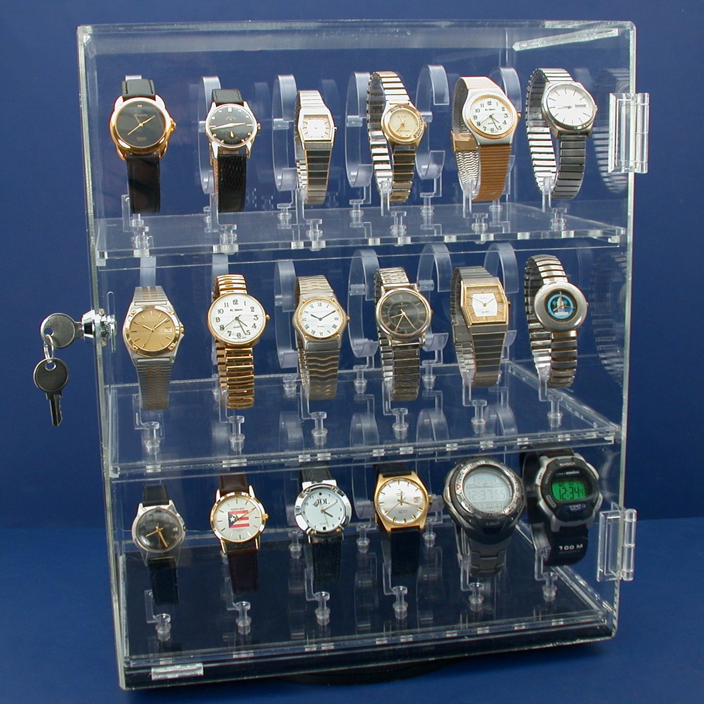 Rotating Revolving Watch Display Case Counter 4 Shows 15 1/4" New ...