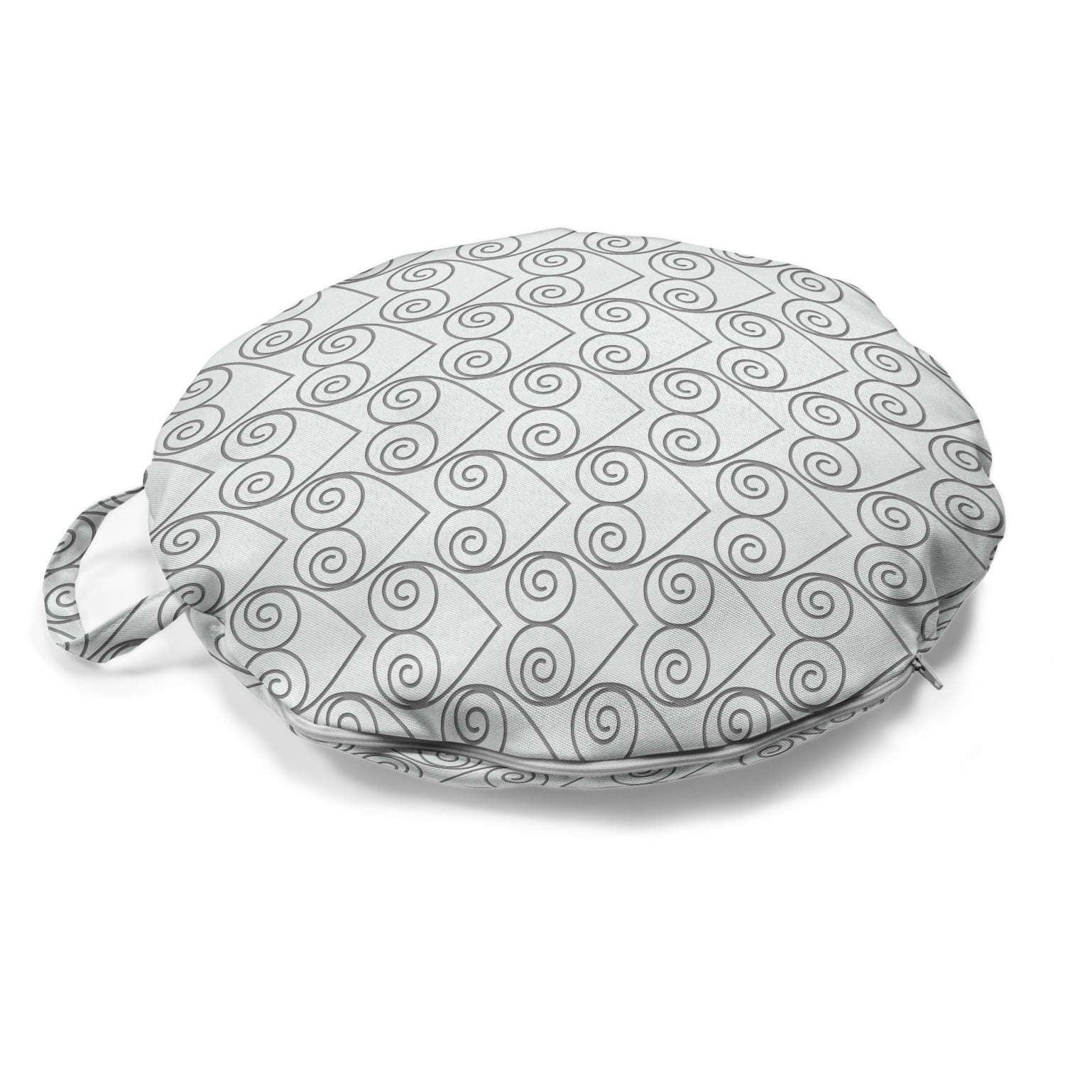 Retro Round Floor Cushion with Handle, Romantic Perforated Swirly ...