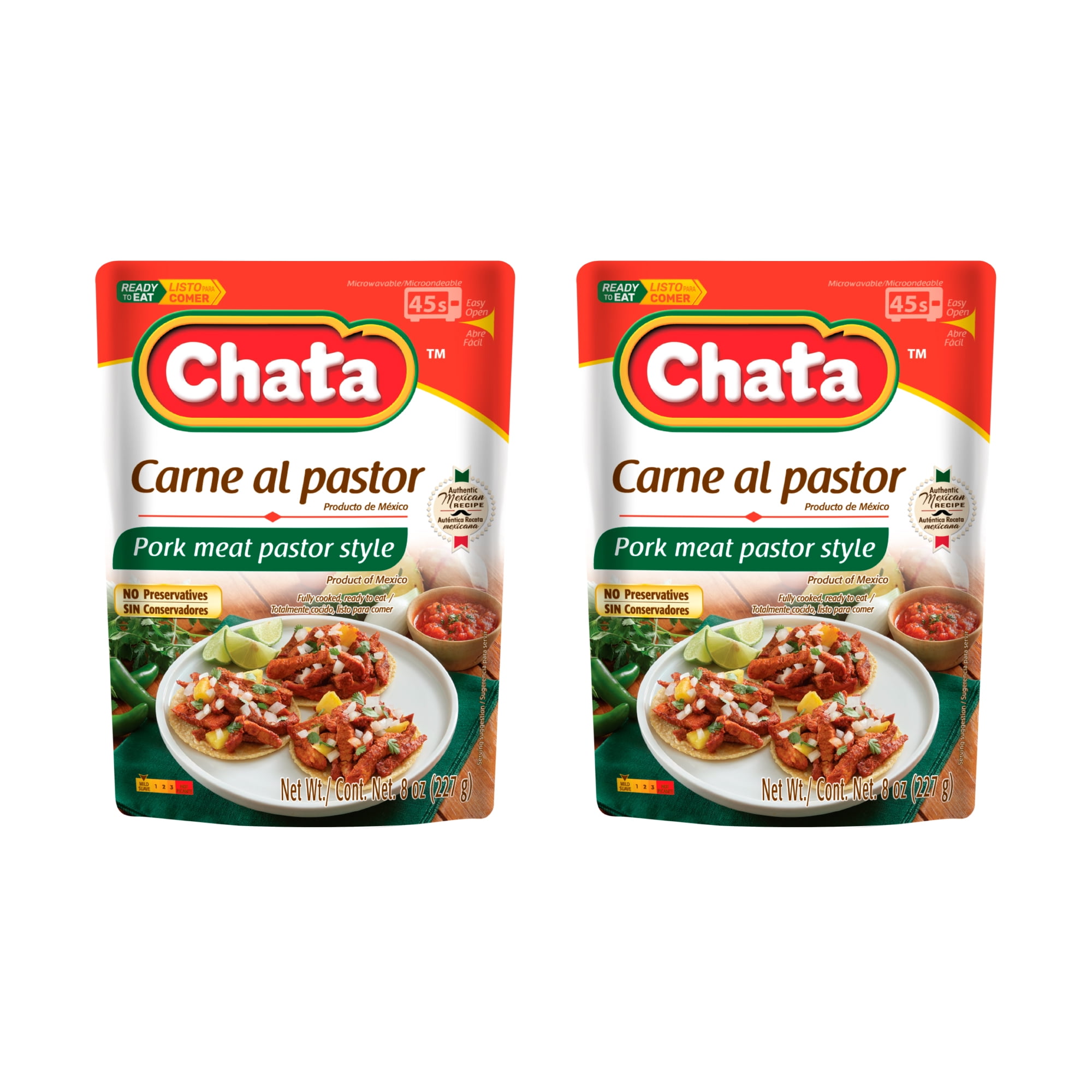 Chata Pork Meat Pastor Style Pouche 8 OZ Pack of 2 - Walmart.com