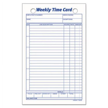 2PK TOPS Time Clock Cards, Replacement for 35100-10, One Side, 4 x 9 ...