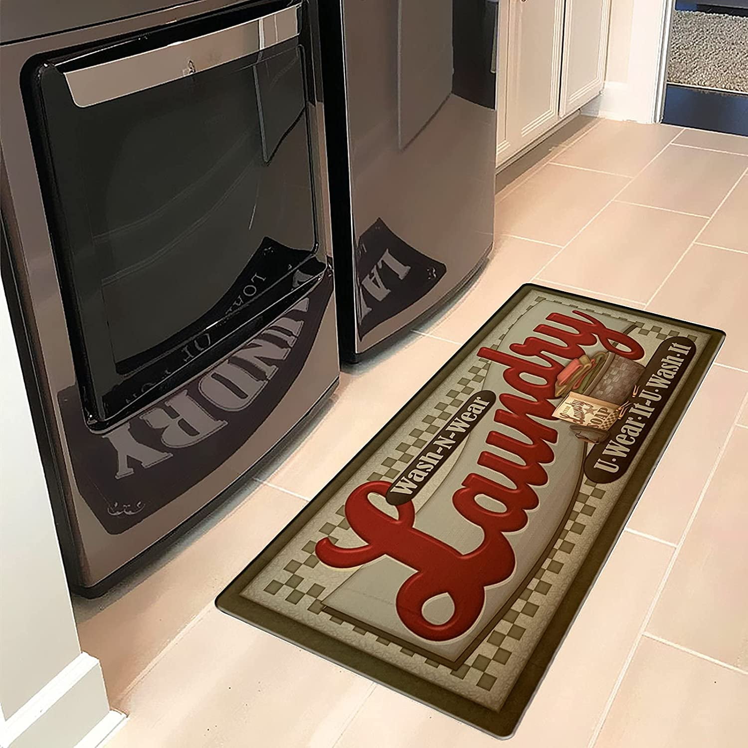 Self-service Teal/ orange wash & dry Non-slip Laundry Mats; Creative ...