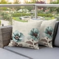 Blue Green Floral Outdoor Waterproof Throw Pillow Covers 26x26 Set of 2 ...