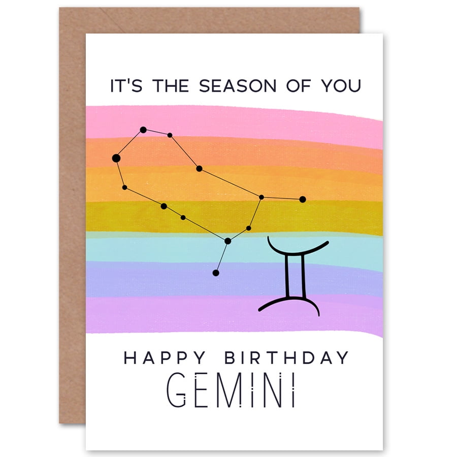 Birthday Astrology Gemini Zodiac Sign Greetings Card Plus Envelope ...