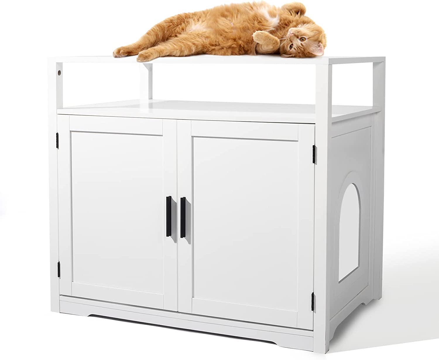 VINGLI Cat Litter Box Enclosure Hidden Cat Litter Cabinet Wood Cat ...