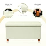 PINPLUS 30" Footstool for Living Room,White Ottoman Storage Box with ...