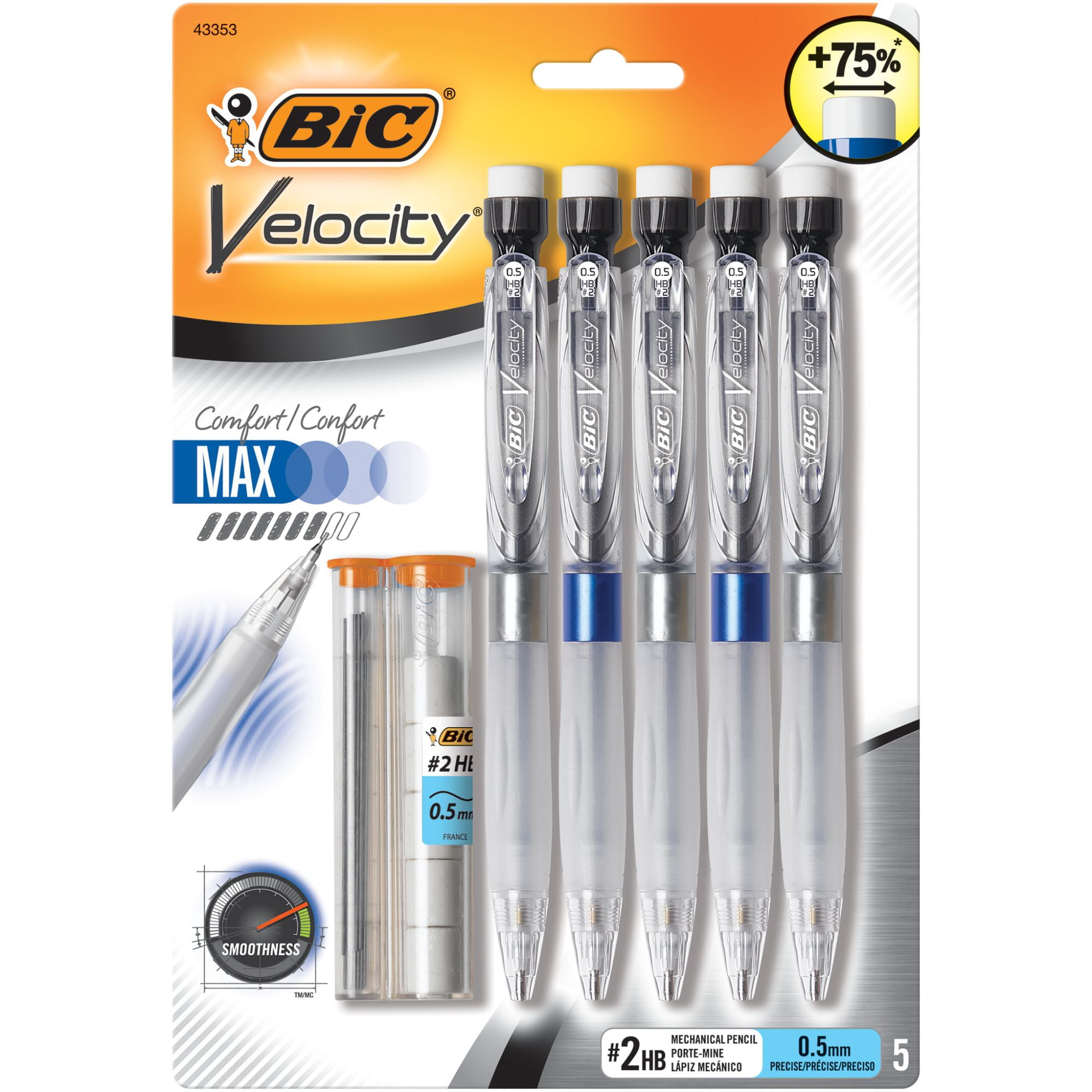 0.9 Mechanical Pencils BIC Velocity Mechanical Pencil, 0.9mm Thick ...