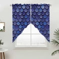 Blue Scale Swag Curtain Valance for Window 2 Panels Vintage Gradient ...