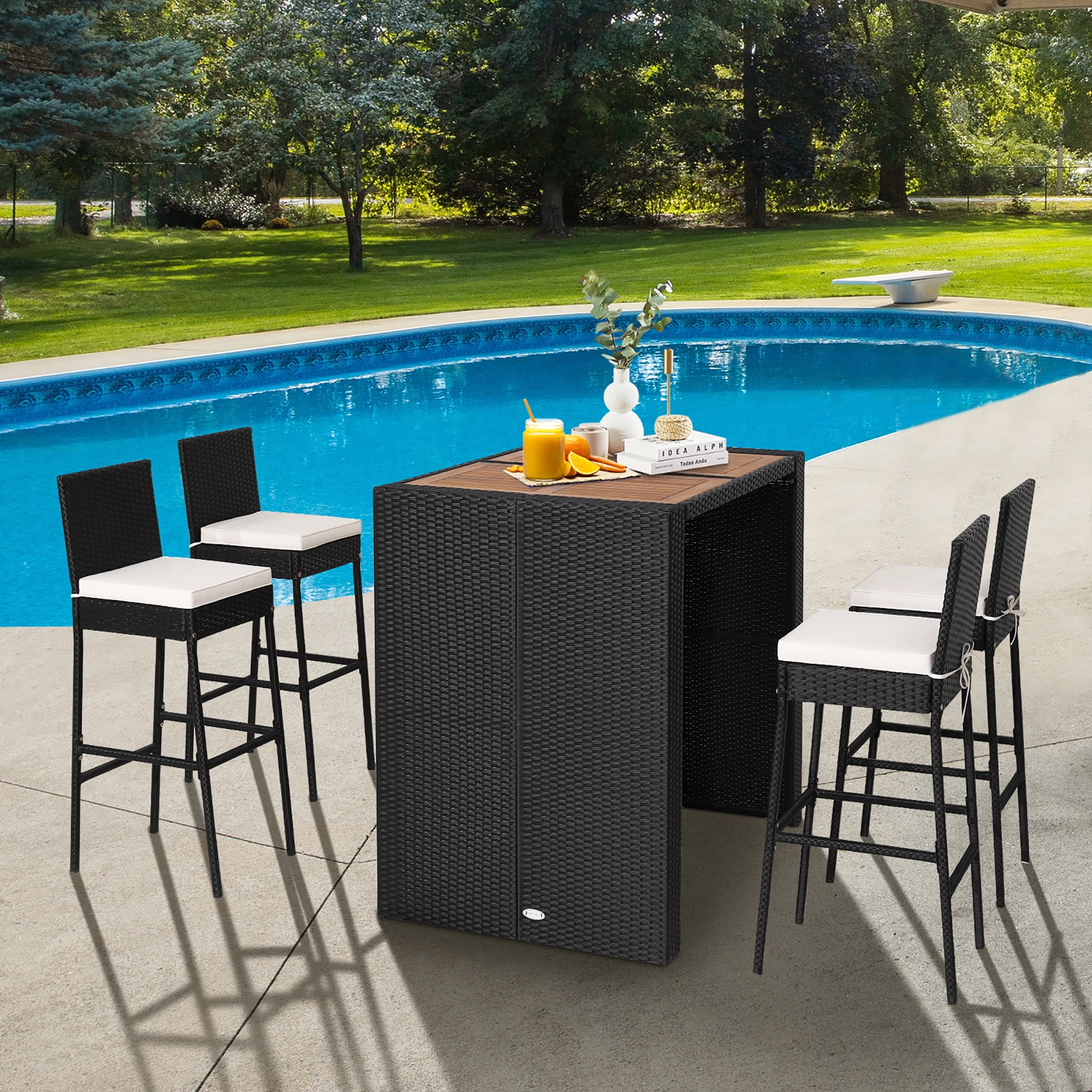 Click here for Costway 5-Piece Patio Pe Wicker Bar Set Outdoor Ac... prices
