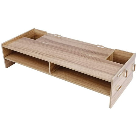 Monitor Stand Riser, Wooden Heighten Shelf Rack Stand Holder with ...