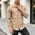 Antinious Men Solid Button Pockets Collar Long Sleeve Business Loose ...