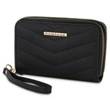 Rampage Quilted Midi Double Zip Around Wallet Clutch, Black (Women's ...