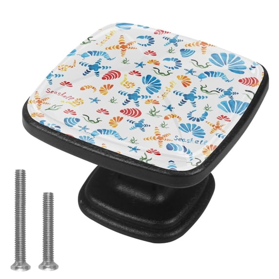 4 Pcs Cabinet Handle Drawer Pulls Sea Shells Knobs with Screws Square ...