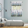 Blue Pink Flower Kitchen Curtains Set for Windows, Watercolor Spring ...