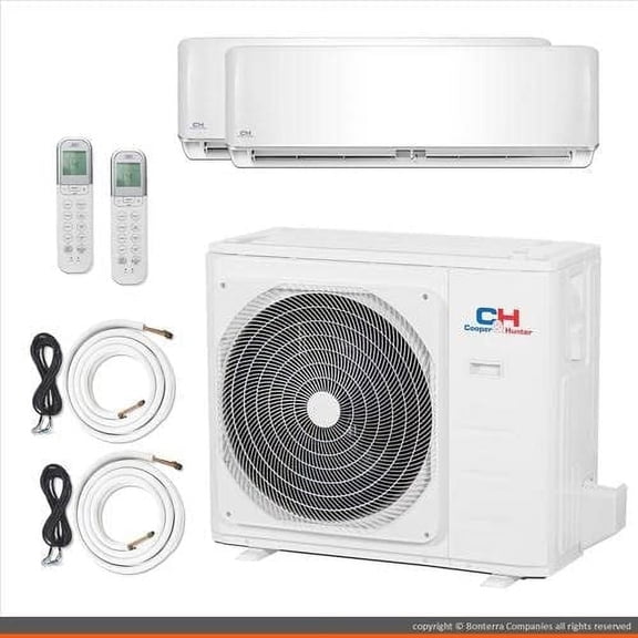 2 Zone Mini Split 18000 18000 Ductless Air Conditioner Pre-Charged 21 ...