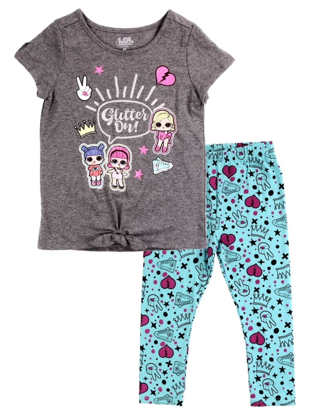 LOL Surprise Girls' Glitter On T-Shirt and Leggings Set (Little Girls ...