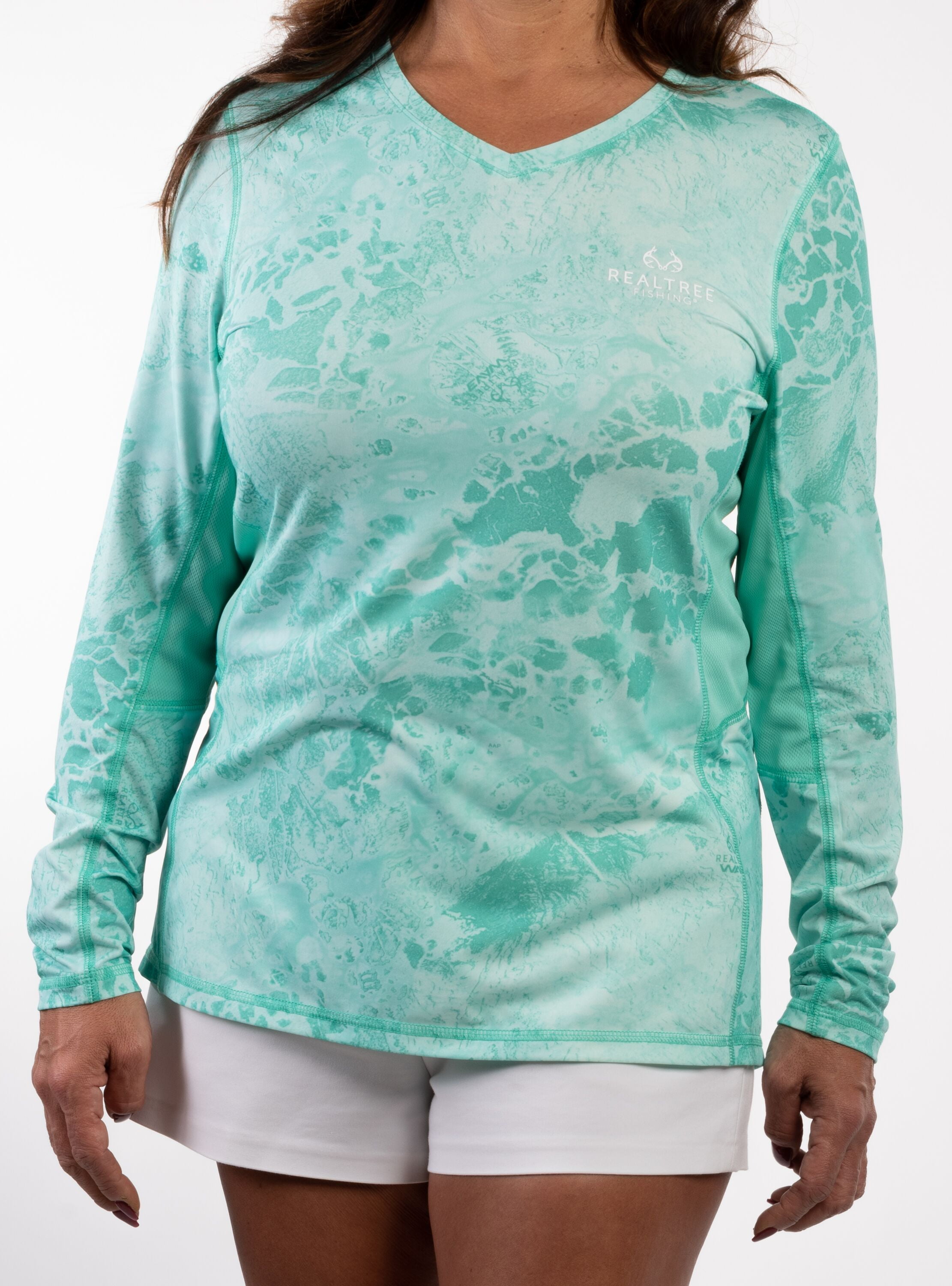 Realtree Wav3 Ladies Long Sleeve Performance Fishing Tee - Mint, XL ...