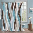 Abstract Stripes Shower Curtain for Bathroom, Geometric Taupe Blue ...